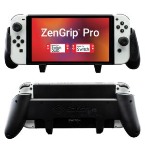 satisfye - zengrip pro gen 3 oled, a switch grip compatible with nintendo switch - comfortable & ergonomic grip, joy con & switch control. #1 switch accessories designed for gamers (white)