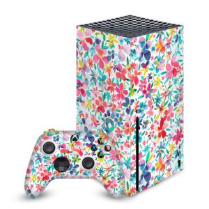 head case designs officially licensed ninola colorful petals spring art mix matte vinyl sticker gaming skin case cover compatible with xbox series x console and controller bundle