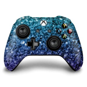 head case designs officially licensed pldesign aqua blue art mix vinyl sticker gaming skin case cover compatible with xbox one s / x controller