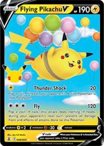 pokémon celebration flying pikachu v, 25th anniversary, full art rare holo + surprise card!