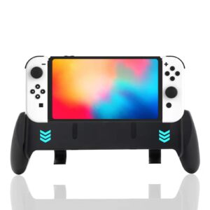 echzove switch oled grip, comfortable and ergonomic gaming portable protective handheld grip, joy con and switch oled control, accessories for switch 2021 with game slots and kickstand - black