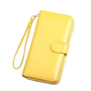 yuanbao jllidcy pu leather women wallets women purses fashion long zipper women' s wallet money coin holder female long purse female purse zipper paionn gurert123 (color : light yellow)