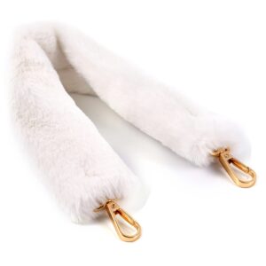 xiazw winter warm wide purse chain strap bag handle replacement for handbag (white)