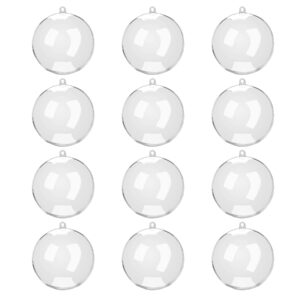 ufun clear ornaments for crafts, fillable christmas balls 2.36inch transparent plastic hanging home decor xmas wedding garden tree party gift box decoration 12 pack