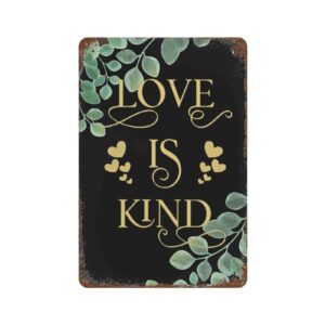 jpkirozr retro bible verse art love is kind eucalyptus tin sign metal poster wall plaque decoration bar cafe home garage cave club garden plant wall art minimalist decor, white-style-2, 11.8'x7.9'