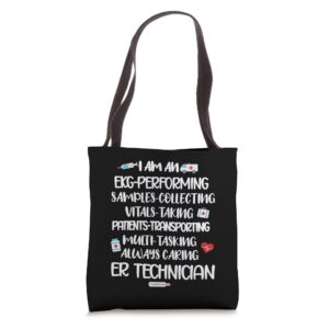 er technician appreciation emergency room tech ert tote bag