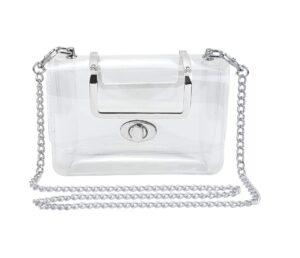 brimisky clear purse for women,jelly purse,transparent clutch shoulder bag,stadium approved (silver)