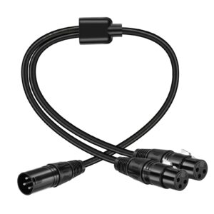 neewer xlr splitter male to 2 female cable, dual female xlr to male xlr mic combiner y cord balanced microphone splitter cable (3-pin 2 female to 1 male) — 1.6 feet