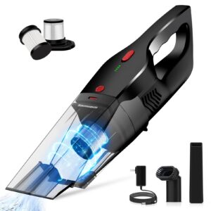 simonseason handheld vacuum cordless rechargeable, portable hand vacuum cleaner with 8000pa strong suction, mini hand held vacuum cordless with long battery life for car, pet hair, couch, stairs