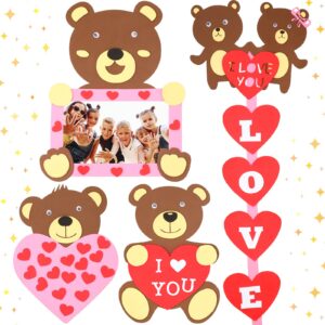 valentine's day bears craft kit romantic picture frame love sign valentines day foam stickers self adhesive heart bear foam stickers valentine's day diy craft supplies for kids classroom art project