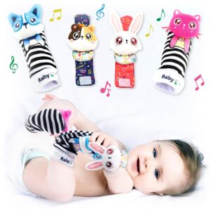 baby k baby rattle socks for girls & boys (pet set) - baby toys 6-12 months - baby wrist rattles and foot rattles - baby toys for newborns as gift - easy to wear baby rattle toys