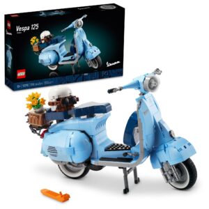 lego icons vespa 125 model building kit - vintage italian scooter diy craft kit for adults, ages 18+ - includes kickstand for easy display - gift for valentines day for her & him - 10298