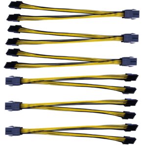 sruixin pcie splitter,gpu vga 8 pin to dual 8 pin (6+2) mining graphics card extension power cable 9 inches (6 pack)