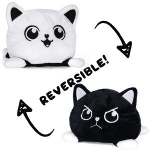 toy storage world reversible plushie cat toy - soft cat plush toys, double-sided cat stuffed animal with happy & angry mood - kawaii plush doll, sensory fidget toy gift for kids & adults