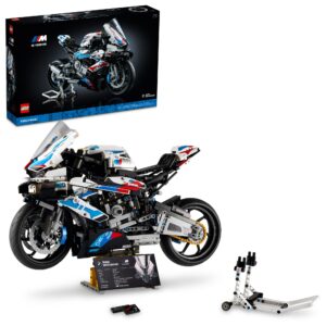 lego technic bmw m 1000 rr 42130 motorcycle model kit for adults, build and display motorcycle set with authentic features, motorcycle gift idea