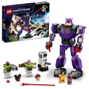 lego disney and pixar’s lightyear zurg battle 76831 - buildable robot toy with mech action figure, buzz minifigure with laser and jetpack, great gift for boys, girls, and kids ages 7+