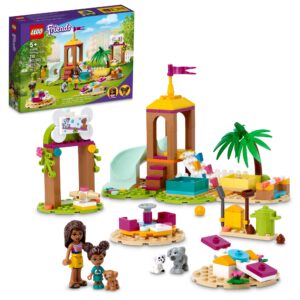 lego friends pet playground 41698 building kit designed to grow imaginations; animal playset comes with andrea and 3 dog toys; creative birthday gift idea for kids aged 5 and up (210 pieces)