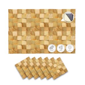 acepunch 6 finland wooden 3d wall art panel home decorative sound absorbing dampening tile soundproofing acoustic music insulator noise reduction home office studio room finnish style 12x12in ap1234