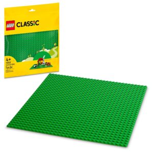 lego classic green baseplate, square 32x32 stud foundation to build, play, and display brick creations, great for grassy nature landscapes, 11023