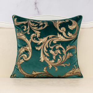 alerfa 20 x 20 inch teal luxury velvet european garden style floral pattern cushion case square throw pillow cover decorative pillow for couch sofa living room bedroom car