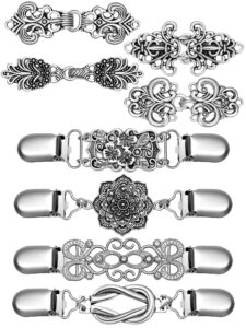 juinte 8 pcs retro sweater clips cinch clips shawl clips vintage cardigan collar clips dress shirt brooch clips for women(silver)