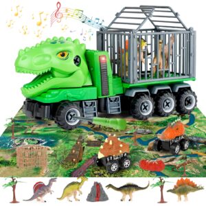 take apart dinosaur toys for kids 3-5,stem transport carrier car construction building set toys with 4 dino figures, 2 dino cars & activity play mat, gifts for 3 4 5 6 7 8 years old boys girls kids