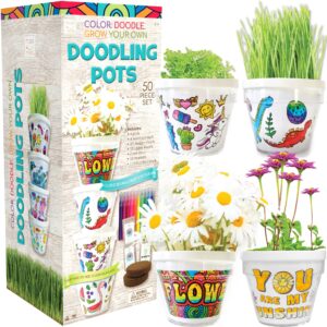 hapinest doodling flower pots & garden kit for kids, plant growing kit, kids gardening set easter basket stuffers, girls boys kids arts and crafts gifts ages 4 5 6 7 8 9 10 11 12 years old & up