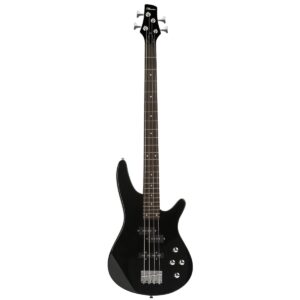 electric bass guitar 4 strings full size p bass beginner kit black for starter with gig bag, guitar strap, and guitar cable (black)