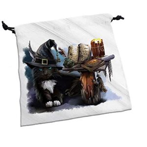 deluxe dice bag: kitten caster | large drawstring bag 7” x 7” | printed fabric | holds over 100 dice | rpg bag | roleplaying game bag | tabletop adventure game bag | from steve jackson games