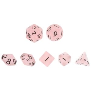 uonlytech 7pcs glow mini dice, 10mm polyhedral dice glow in the dark luminous dice set for playing tabletop roleplay games (pink)