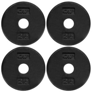 caphaus black standard solid cast iron weight plates 1-inch center hole for standard barbell & dumbbell handles size available in 1.25/2.5/5/7.5/10/12.5/25 & 50 lb multiple options