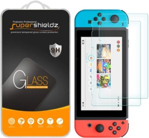 supershieldz (2 pack) designed for nintendo switch tempered glass screen protector, anti scratch, bubble free