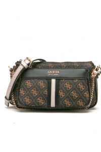 guess kasinta double zip pouch crossbody, brown multi