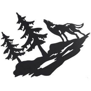 doitool metal silhouette wall art wolf in the tree christmas metal wall art hanging decor for living room garden bedroom office home wall housewarming party