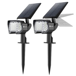 teamme 35 leds solar outdoor lights, 2-in-1 upgraded solar powered landscape spot lights, auto on/off wall light for garden yard driveway pool, ip67 waterproof solar flood spotlights, 2 packs