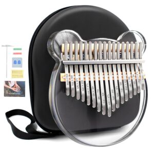 acrylic kalimba thumb piano,yundie portable 17 keys mbira crystal finger piano, musical instruments birthday gift for kid adult beginners professional(clear) (17 keys)