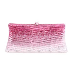 evevictor clutch purse, small size evening handbag, rhinestone money bag for cocktail prom party wedding date (hot pink)