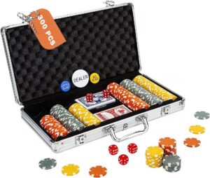 demteric upgraded poker chips set with case casino chips games equipment jack black roulette wheel blackjack texas holdem pokeno game set with cards texas themed gambling gifts for men women adults