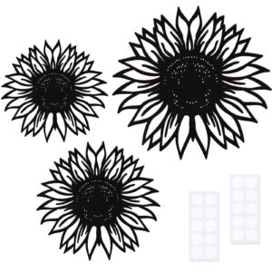 sunflower wall decors set of 3 wood room wall decor rustic sunflowers petal sign hanging wall art bedroom bathroom living room wall decors geometric sculpture for home garden outdoor 6 8 12 inches