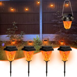 aveylum solar flame torch light,outdoor solar flickering dancing flame torch lights security lights christmas lights for garden, patioyard, pathway deco(4 pack)