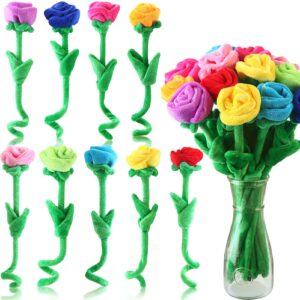 18 pcs plush rose flower stuffed rose flower bendable stems plush bouquet toy soft rose flower 12.6 inch for graduation 2024 mother's day valentines day girl girlfriend wife(18 pcs colorful series)