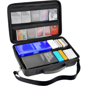 allprimo trading card case storage box for 2700+ cards. deck boxes travel organizer holder compatible with tcg/for topps baseball sports/for c.a.h/for uno/for mtg/for yu-gi-oh games -black