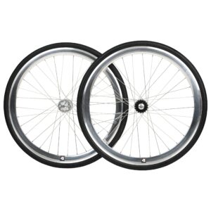 retrospec harper plus single speed wheelset - lightweight 700 x 32c commuter tires - stainless steel spokes & rear flip-flop hubs - fixie wheel set with double wall rims - polished