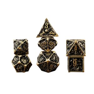 dnd metal hollow dice set, medusa design (free metal box) dice suitable for dnd dungeons and dragons roleplaying game mtg d&d dice (medusa design)