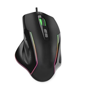 yolispa wired mouse 7- key macro programmable gaming mouse with breathing light 6400dpi adjustable for pc game office work