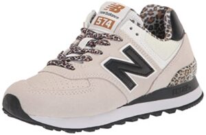 new balance women's 574 v2 animal print sneaker, white/black, 11