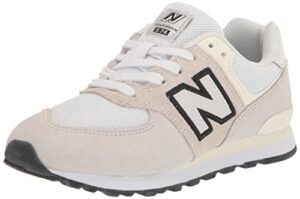 new balance boy's kids 574 v1 70s racing lace-up sneaker, nimbus cloud/sea salt/black, 4 big