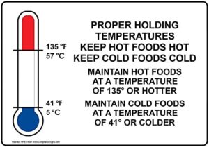 compliancesigns.com proper holding temperatures sign, 10x7 inch al-plus aluminum composite material for safe food handling