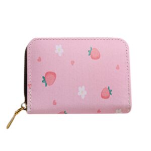 aoyezius women zip around organizer wallet cartoon fruit multi-card slot for gift,strawberry