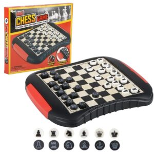 gamie mini chess game, magnetic chess board with side storage drawers, mini chess board set for kids and adults, entertaining road trip toys, travel games, and desktop toys for adults